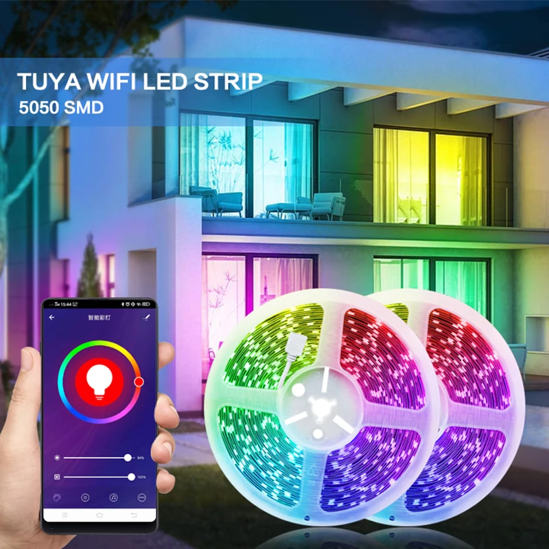 20M-15M-10M-5M-Tuya-WiFi-LED-Strip-Lights-RGB-5050-Led-Lamp-Tape-Voice ...