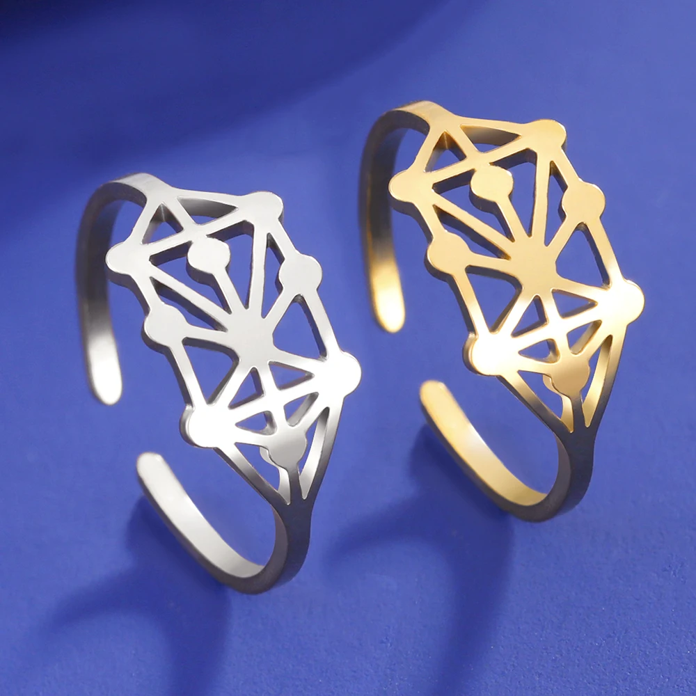 Dawapara Kabbalah Tree of Life Women Ring Adjustable Sephiroth Symbol ...