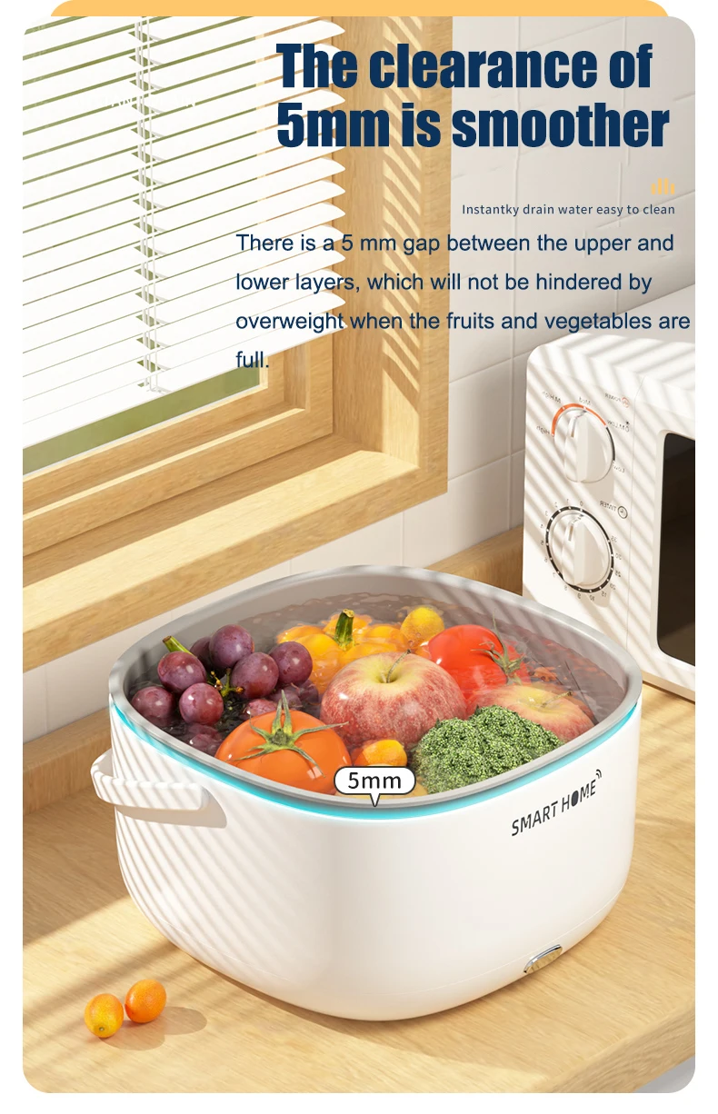 Electric Vegetable Washer Ultrasonic Washing Basket Food Purifier ...