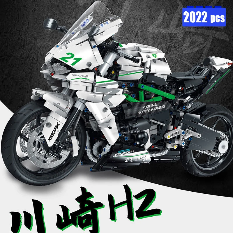 2022 New 1:5 Kawasaki Motorcycle Building Blocks 2022pcs Moc Technical ...