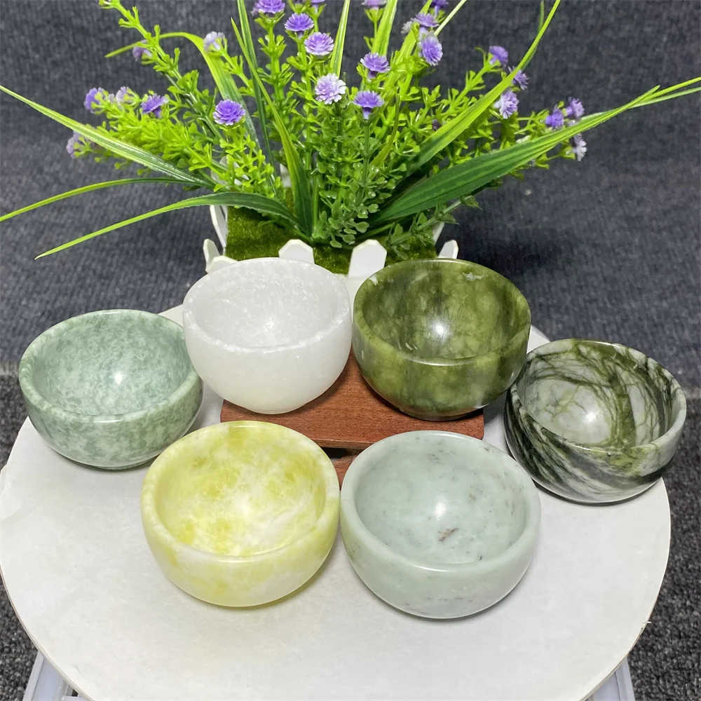 30*50MM Exquisite Natural Jade Crystal Stone Bowl Kitchen Tableware ...