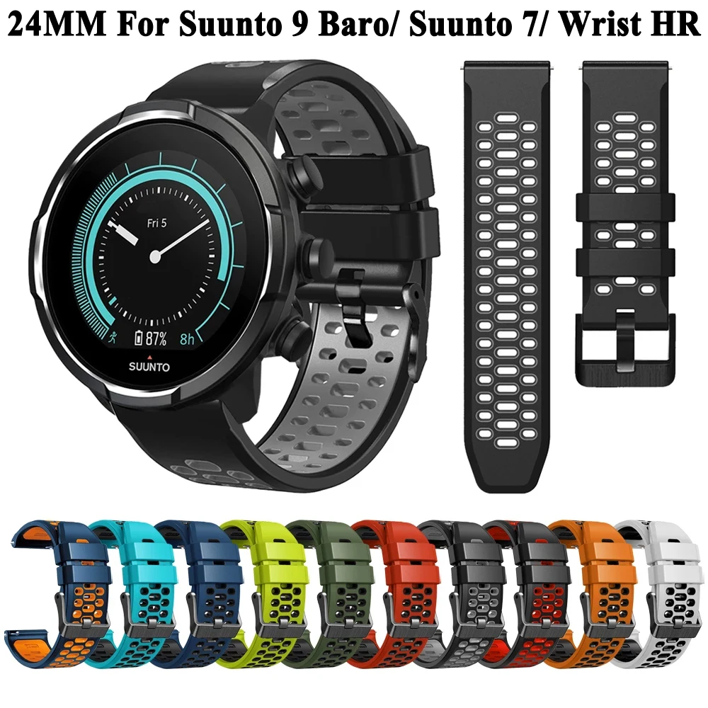 24mm Width Silicone Watch Strap For SUUNTO 7 9 Baro Bands Sport ...