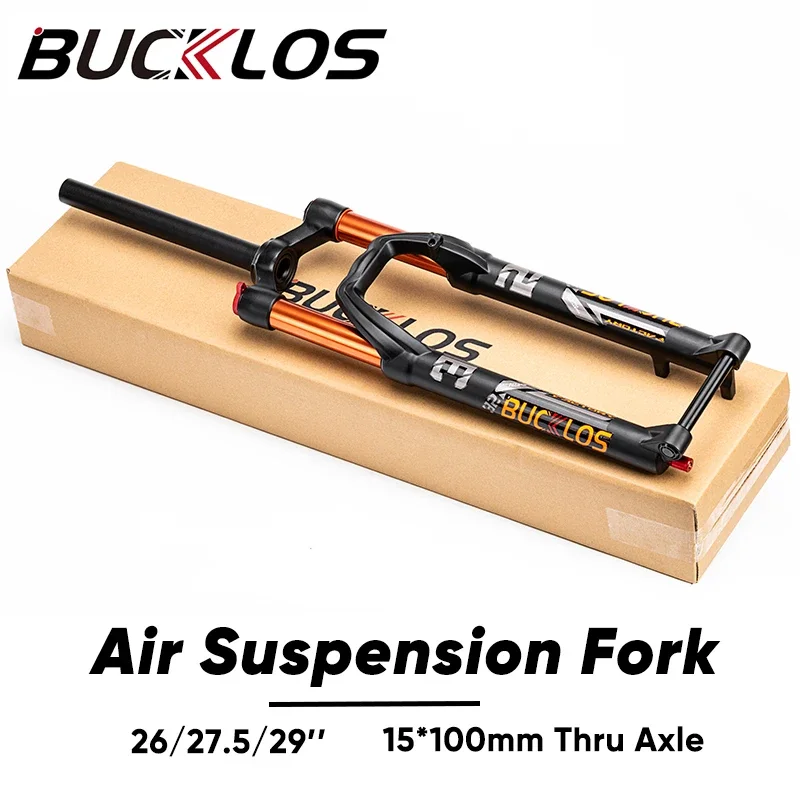 BUCKLOS-Bicycle-Air-Fork-15-100mm-Thru-Axle-Mountain-Bike-Fork-26-27-5 ...