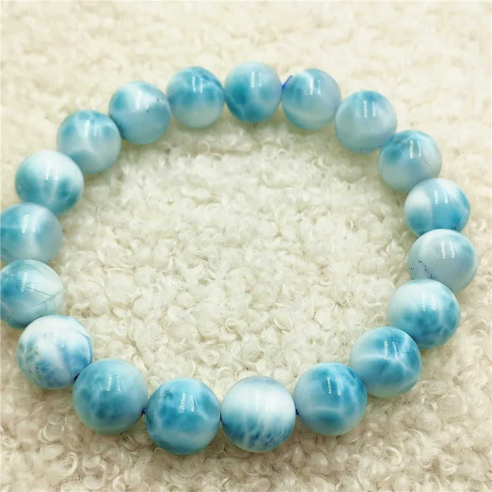 Natural-Blue-Larimar-Round-Beads-Bracelet-Jewelry-Women-Men-10mm-Pattern-Larimar-Water-Pattern ...