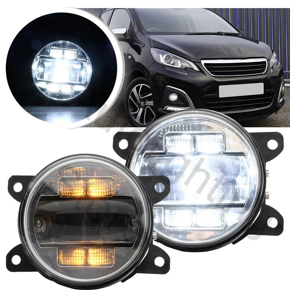 2PCS-LED-PTF-DRL-front-Fog-Light-For-Peugeot-108-206-207-2008-307-3008 ...