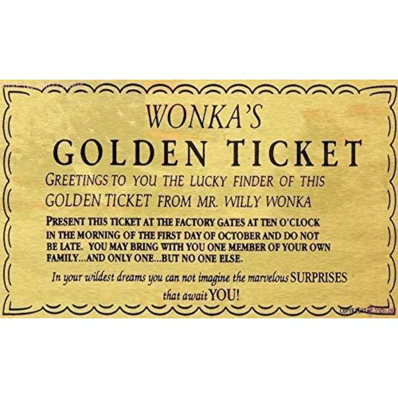 Wonka Bar Golden Ticket 2022