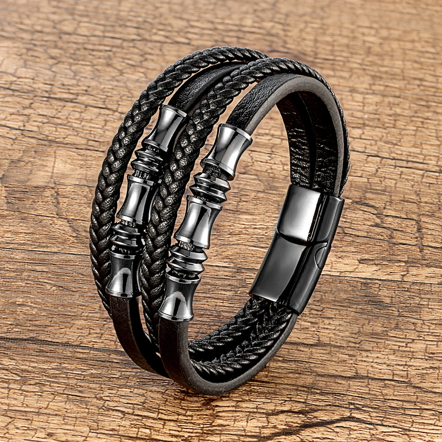 Black Men Bracelet Steel | Black Wristband Men | Steel Wristband Black ...