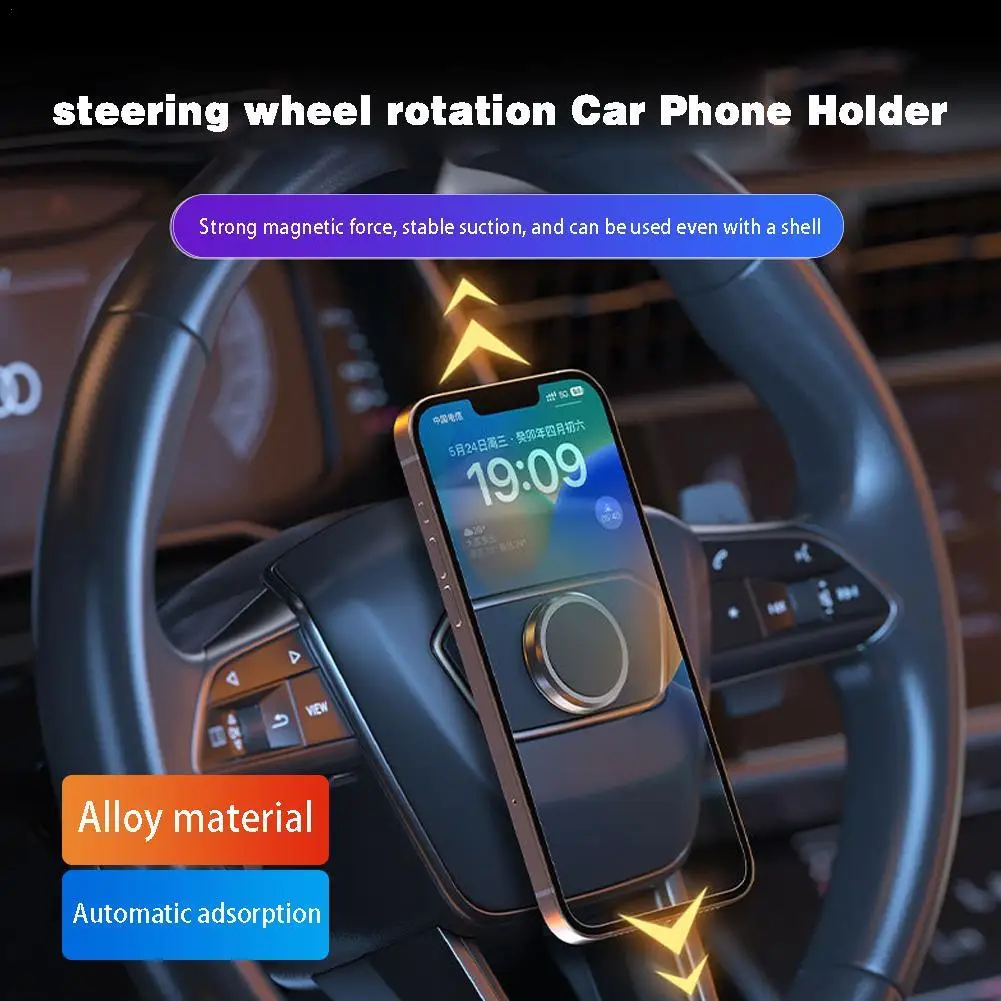 Magnetic-Car-Phone-Holder-Steering-Wheel-Mobile-Smartphone-Stand-Magnet ...