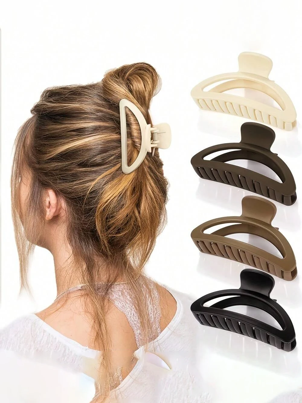 4pcs Classic Matte Half Moon shaped Large Grip Clip with High Grip ...