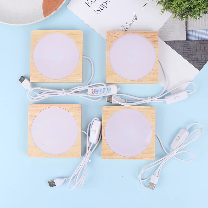 Square Wood Light Base Wooden Led Light Rotating Display Stand Lamp ...