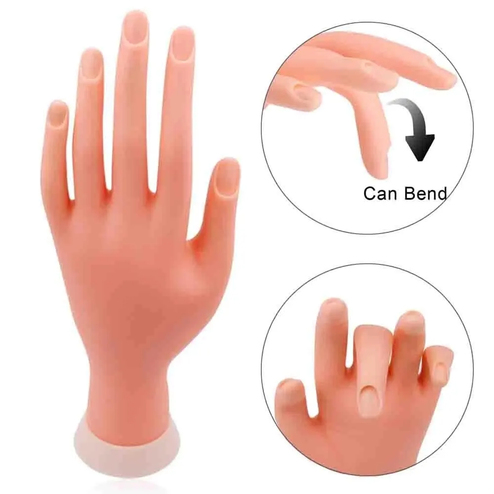 Flexible Positioning Silicone Left Hand Model Nail Enhancement Training ...