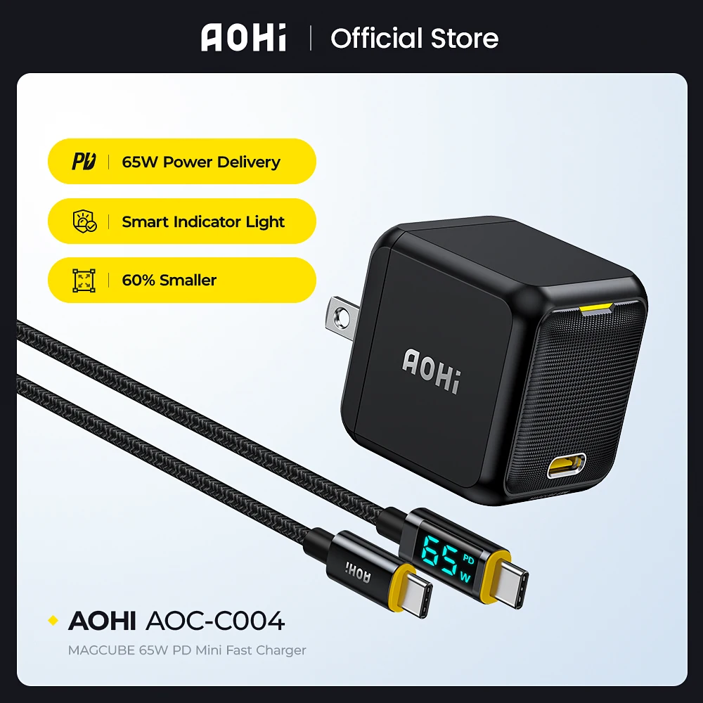 Aohi Magcube 65w Gan+ Charger Usb C Charger Type C Fast Charging Quick ...