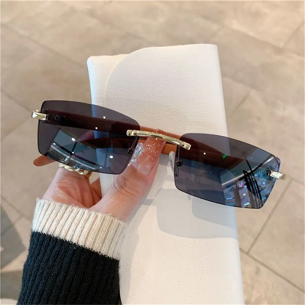 UV400-Punk-Sunglasses-Fashion-Gradient-Frameless-Eyewear-Rectangle-Sun ...