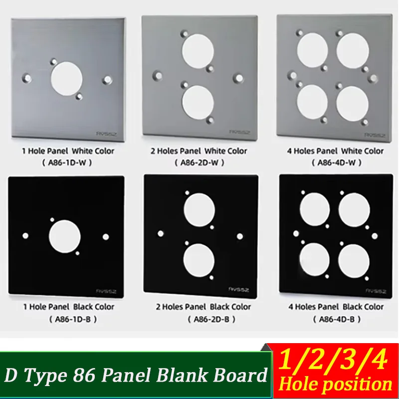 1/2/3/4 Holes Blank Board 86 Panel D Type XLR RCA Wall Sockets 86 Panel ...