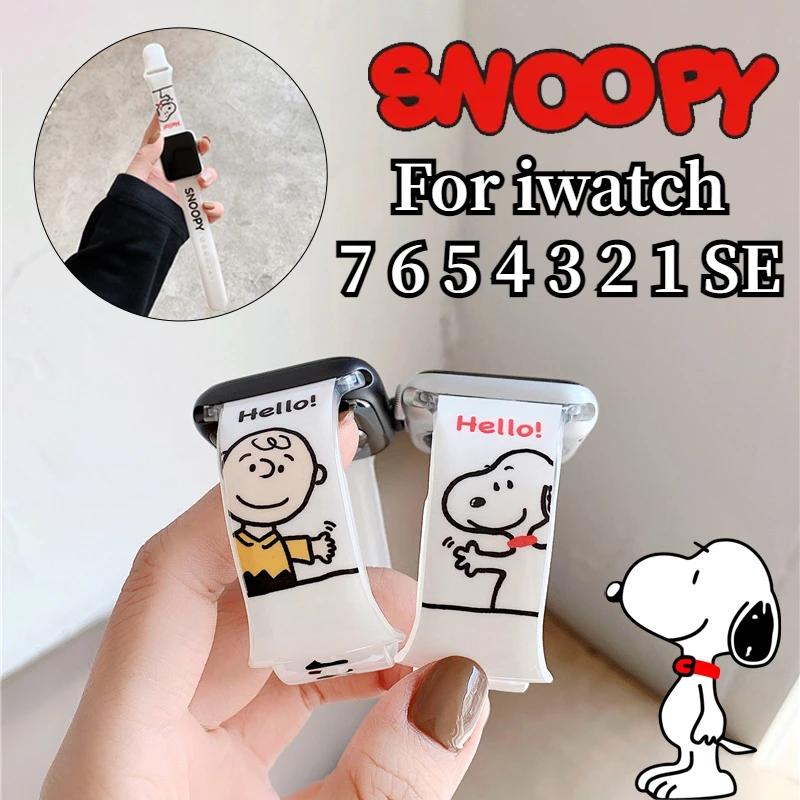 Snoopy-Cartoon-Silicone-Strap-Fro-Apple-Watch-38mm-40mm-44mm-41mm-45mm ...