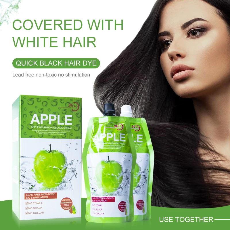 Natural 500ml*2/Pack Apple Hair Color Cream Ammonia Free100% Gray Hair ...