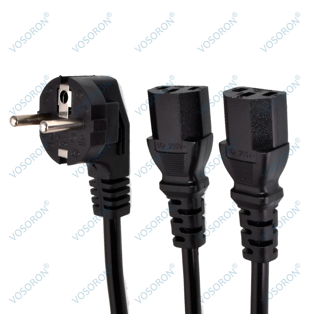 EU Schuko CEE7/7 to IEC320 2XC13 Female Y Type Splitter Power Cord ...