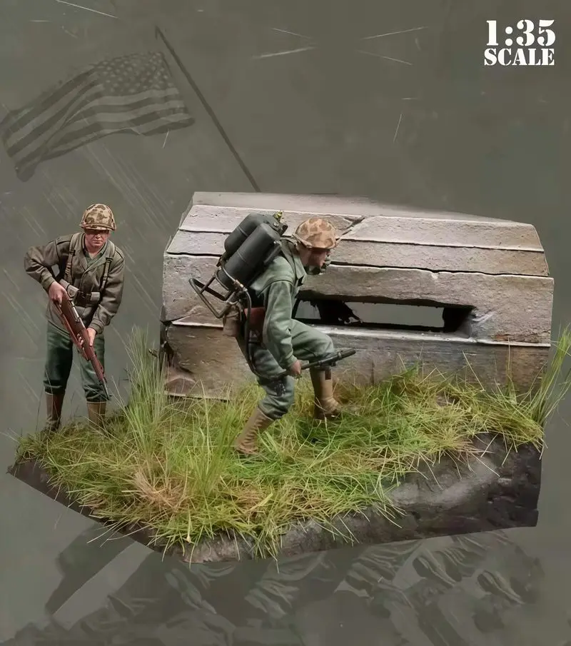 1/35 Resin Model Us Marine Corps - Bunker Run Including Scene Bunker Gk ...