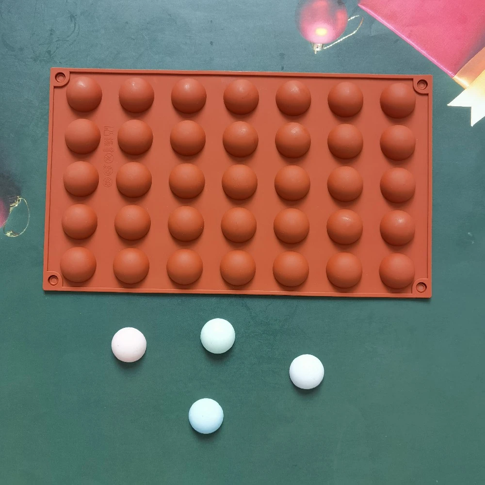 35 Holes 3D Ball Round Half Sphere Silicone Molds DIY Baking Pudding ...