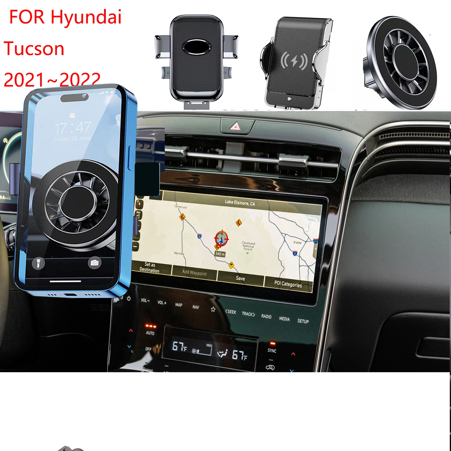 For-Hyundai-Tucson-20212022-Magnetic-Car-Phone-Holder-GPS-Screen-Fixed ...