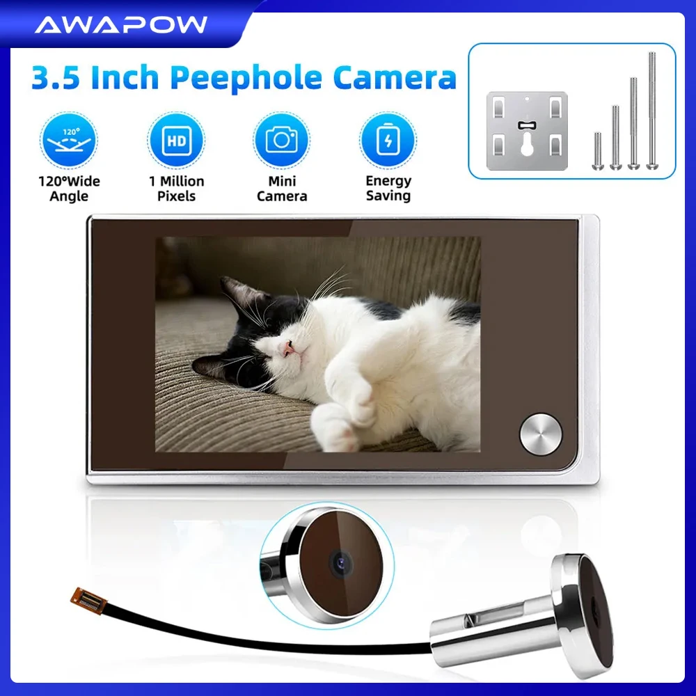Awapow-3-5-inch-Camera-Peephole-Doorbell-120-Door-viewer-Wireless ...