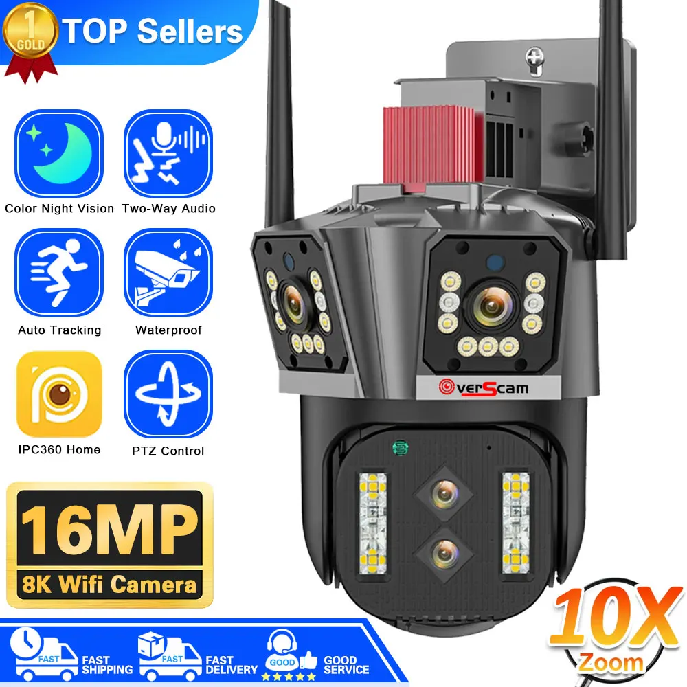 8K-16MP-WiFi-Camera-Four-Lens-Three-Screen-10X-Zoom-Outdoor-360 ...