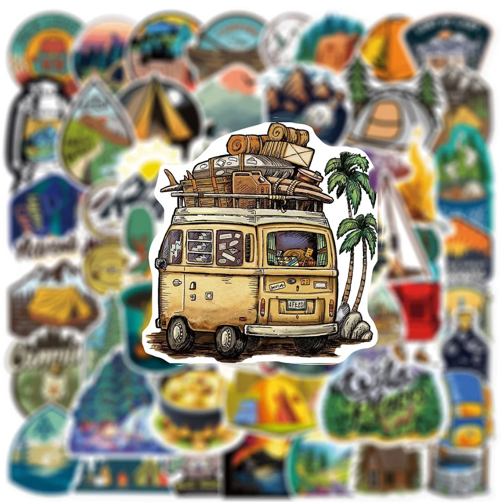 10/30/50pcs Forest Hiking Camping Stickers Outdoor Travel Scenery Decal ...