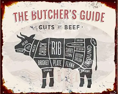 Vintage-Metal-Tin-Sign-Butcher-s-Guide-Curts-of-Beef-Metal-Tin-Sign ...