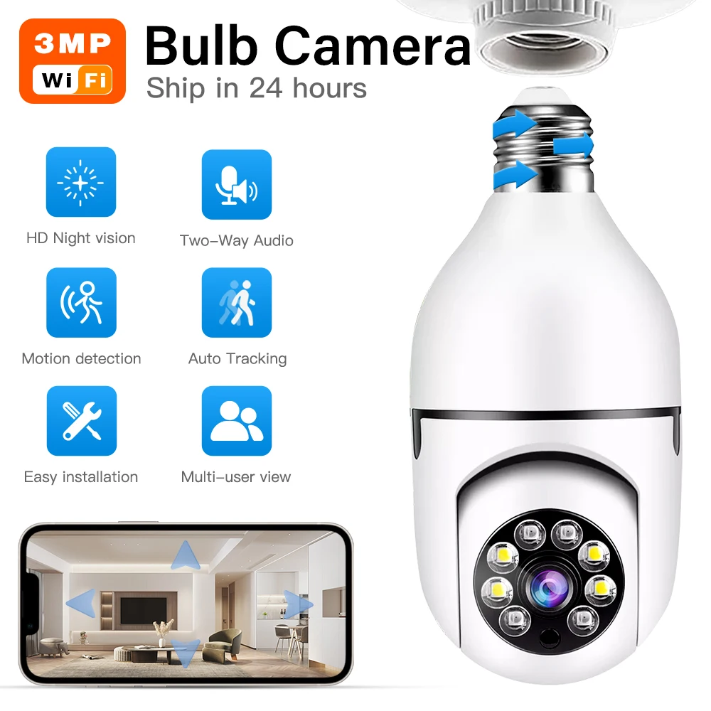 Bulb-Surveillance-E27-Wifi-IP-Camera-Night-Vision-Full-Color-Automatic ...