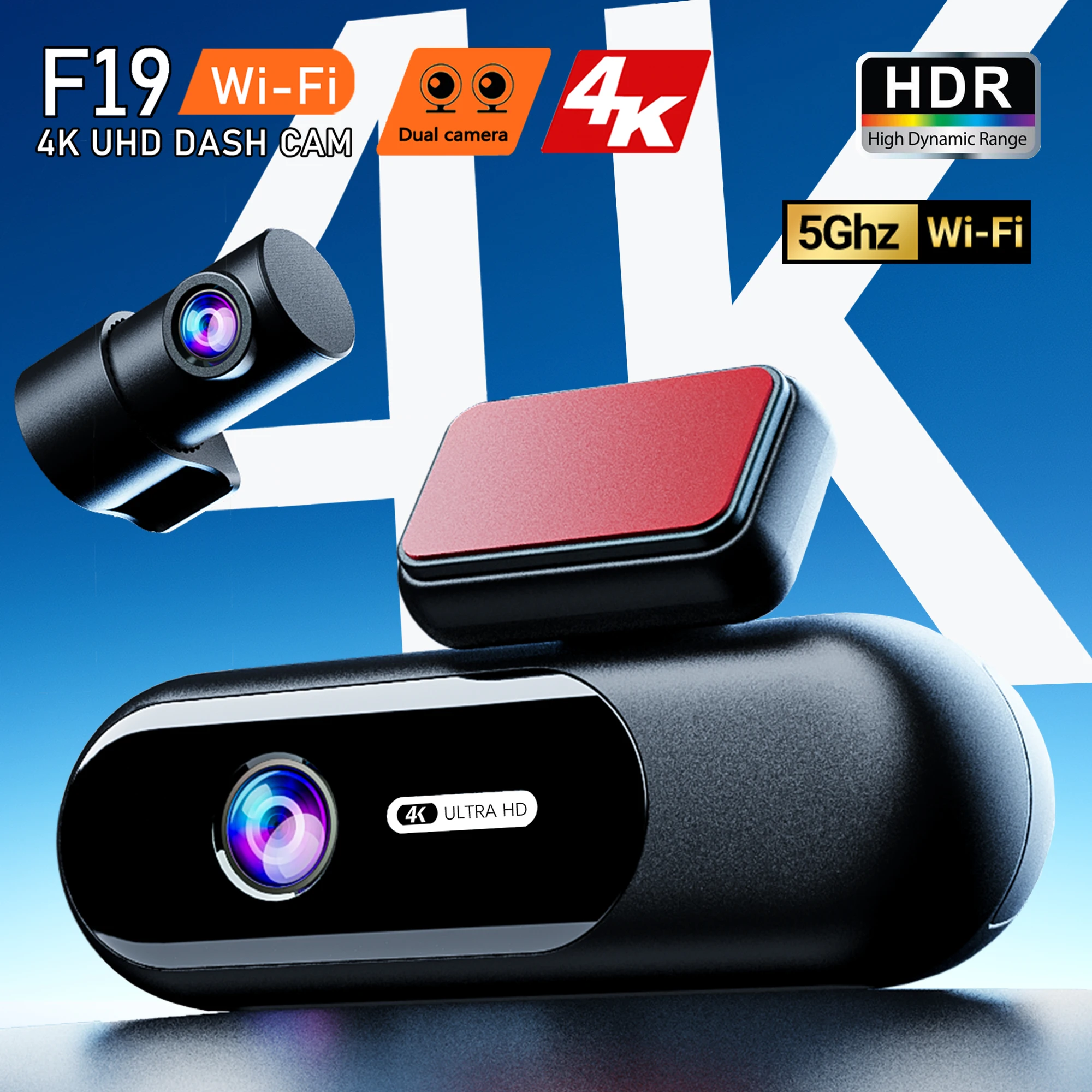 Dash Cam for cas 4K UHD Recording Front Rear Car Camera HDR Night ...