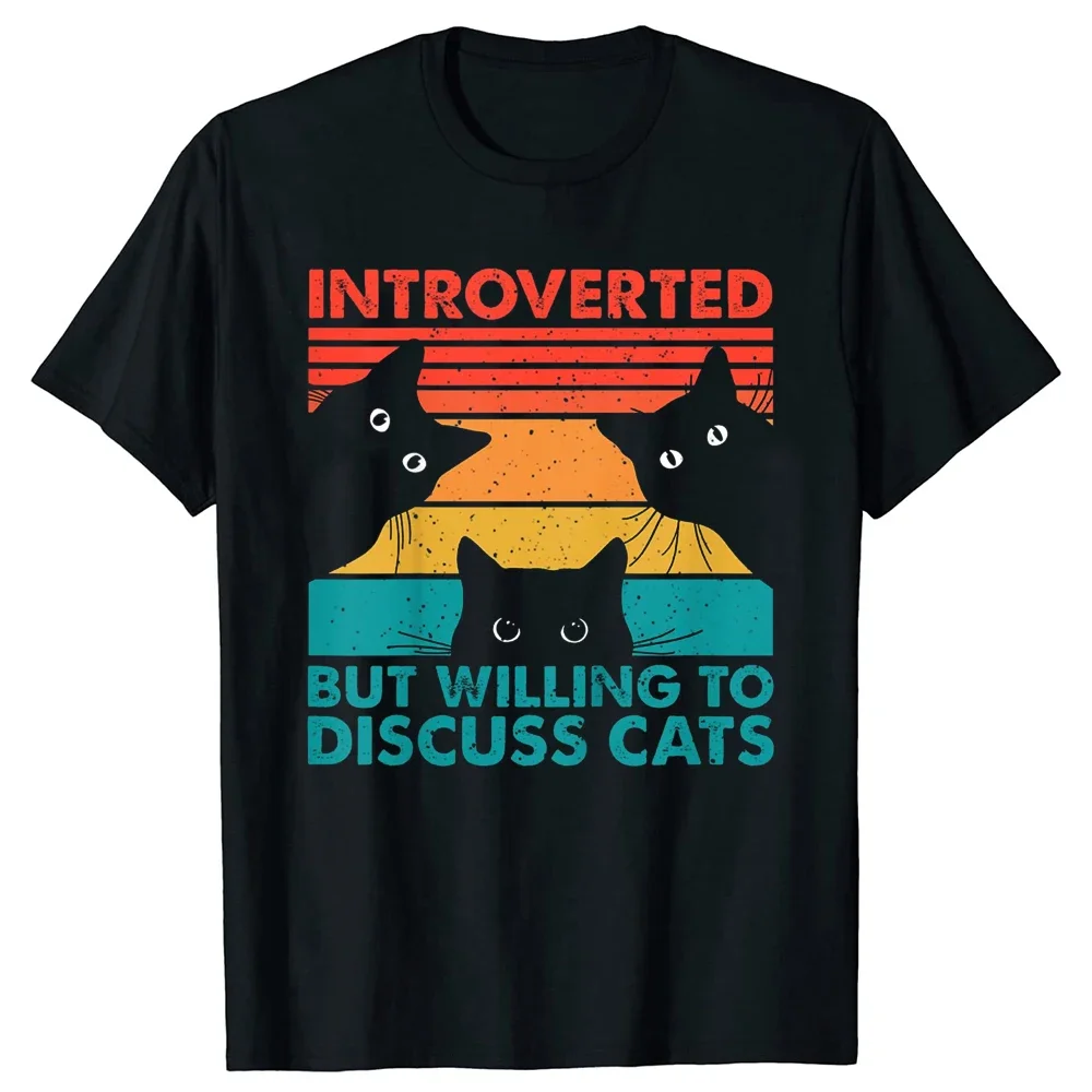 Introverted-But-Willing-To-Discuss-Cats-T-Shirt-Cotton-Cats-Lover ...