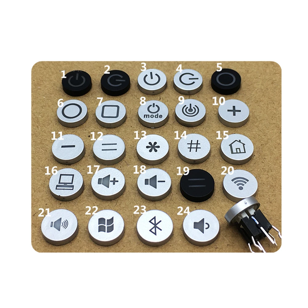 20pcs Sample Symbol Icon Switch Cap For 6*6mm Tactile Momentary Led ...