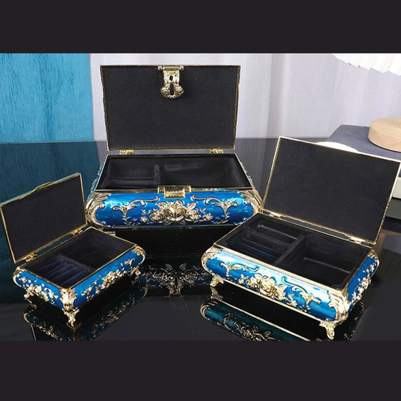 Rectangular Trinket Organizer Storage Box Ornate Treasure Chest Jewelry ...