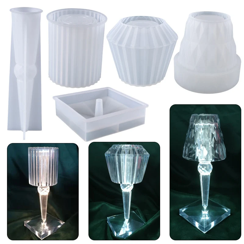 DIY Epoxy Resin Table Lamp Silicone Mold with Lamp Diamond Pattern ...