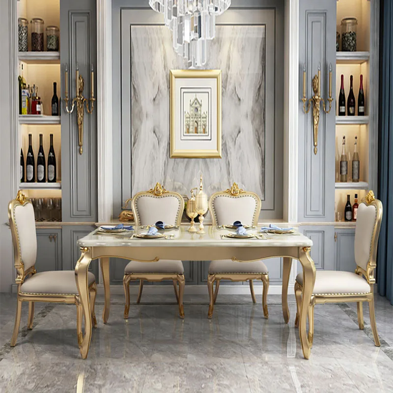 rectangular-European-dining-table-villa-marble-French-dining-table ...