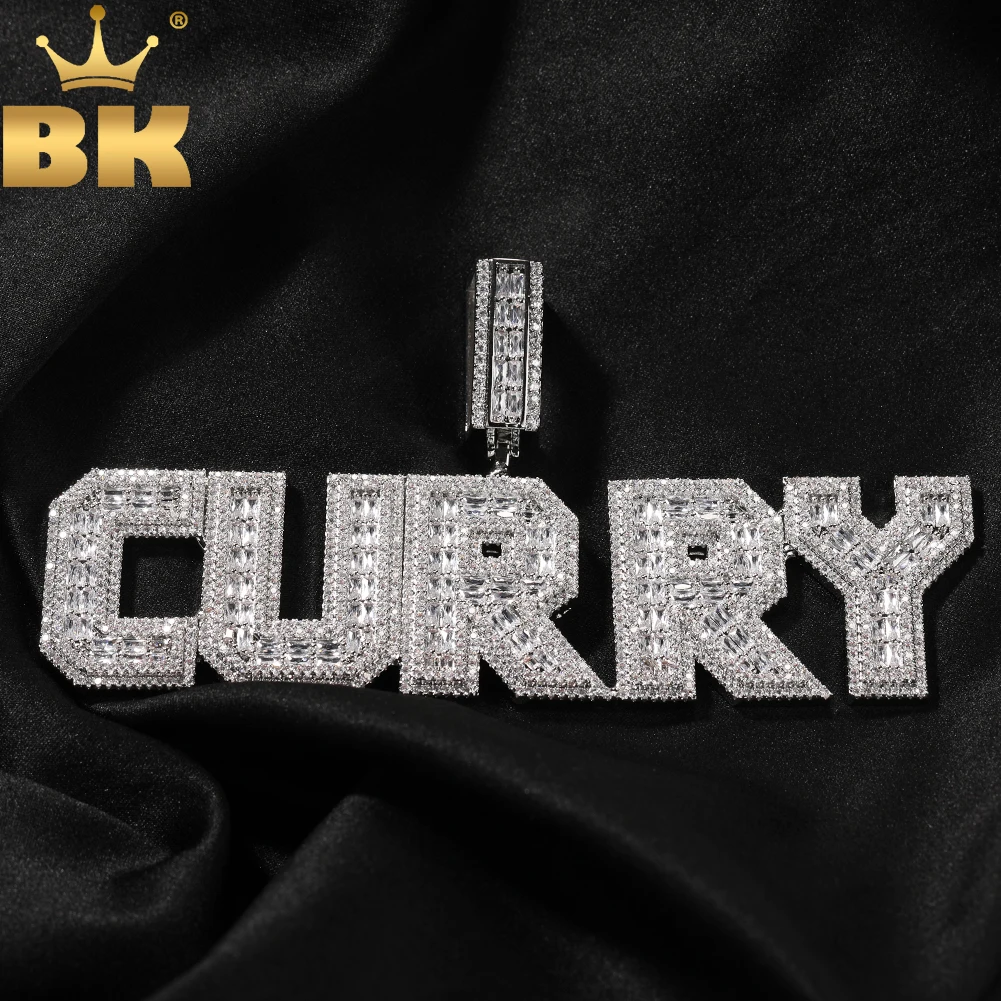 THE-BLING-KING-Custom-Bold-Baguettecz-Letters-Pendant-Iced-Out-Square ...