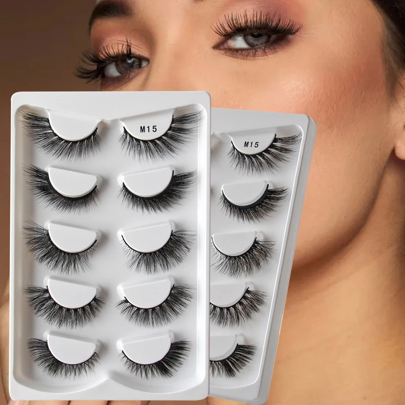5-Pairs-Cat-Eye-Eyelashes-Faux-Mink-Eyelashes-Natural-long-Full-Strip ...