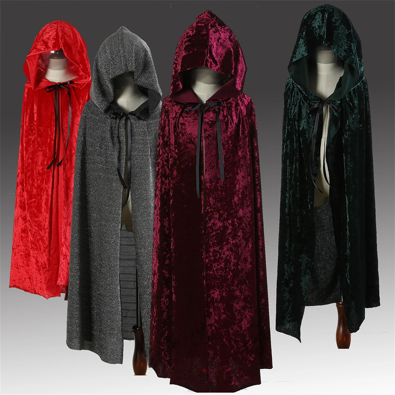 Combhasaki-Halloween-Velvet-Cloak-Cape-for-Kids-Adults-Hooded-Medieval ...