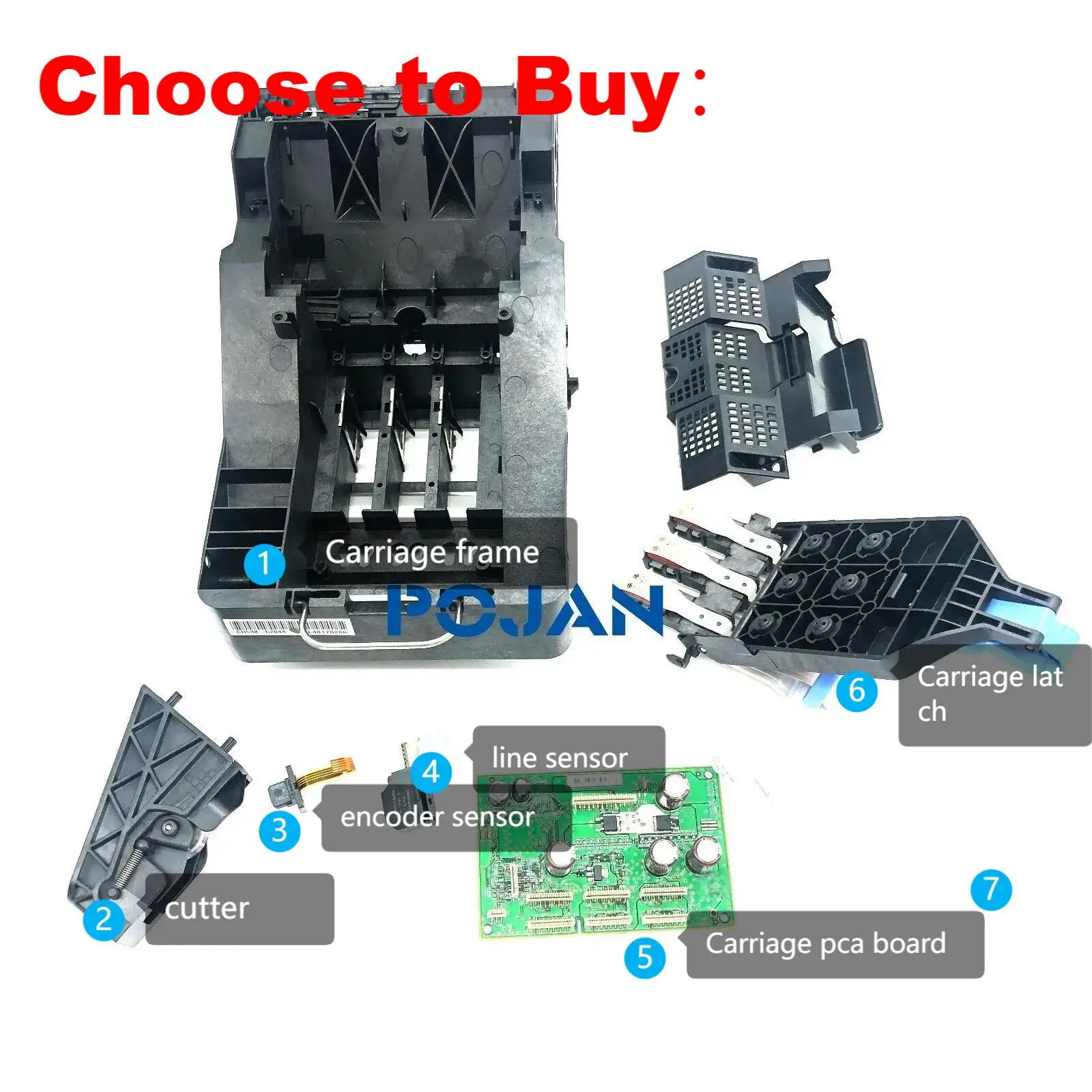 POJAN Choose Cutter Or Encoder Sensor Carriage Assembly CR647-67025 ...