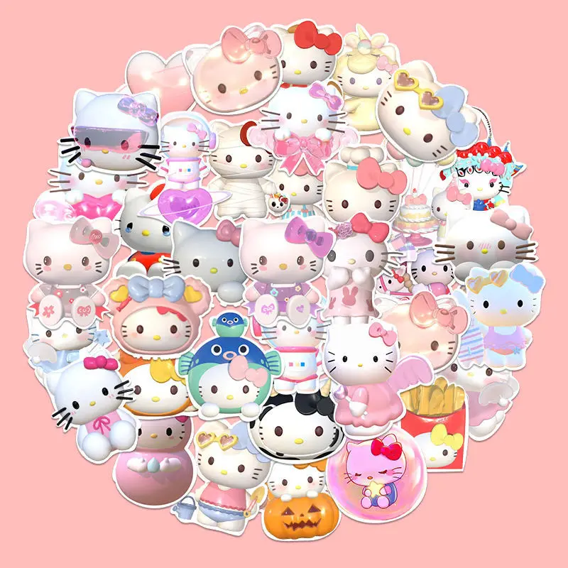 50pcs-3D-Hello-Kitty-Stickers-Cartoon-Aesthetic-Stickers-Ins-Decals ...
