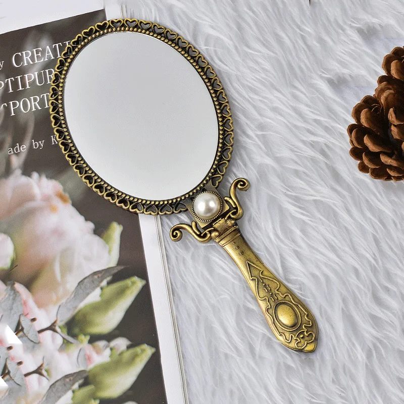 Mini-Mirror-with-Handle-Luxury-Vintage-Handheld-Household-European ...