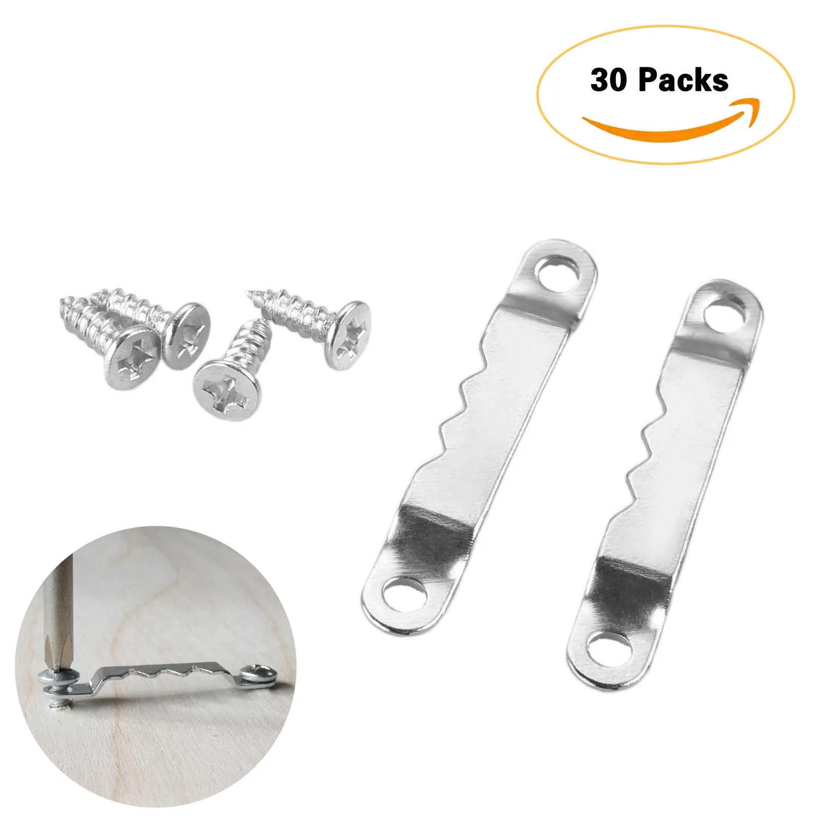 30Pcs/lot Stainless Steel Sawtooth Picture Hangers Wall Hooks with ...
