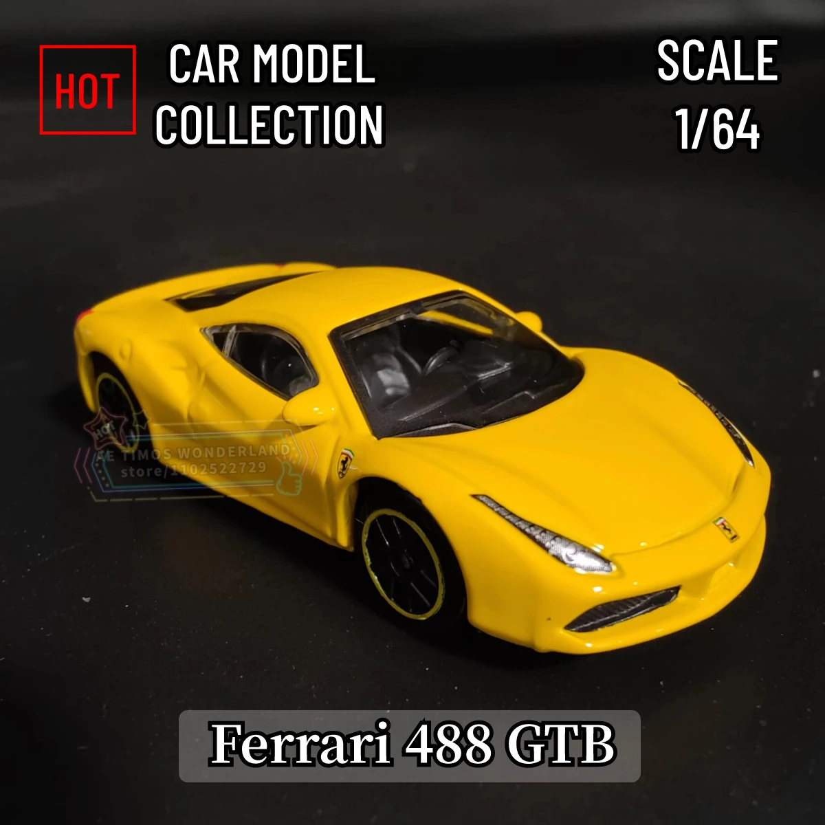 Bburago-1-64-Ferrari-488-GTB-Yellow-Replica-Realistic-Car-Model-Ideal ...