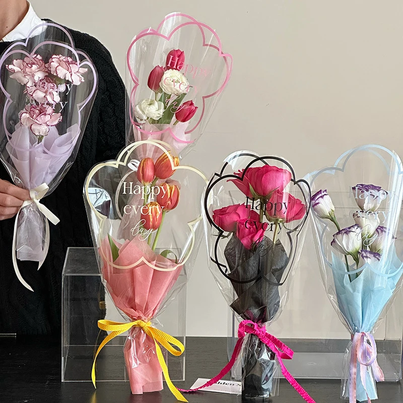 50pcs-Transparent-Flower-Wrapping-Bag-Rose-Bouquet-Packaging-Clear ...