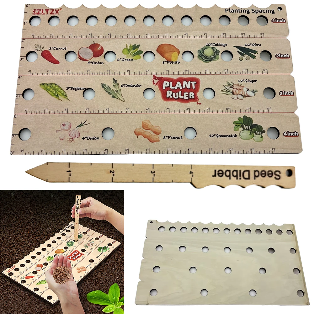 Wooden-Plant-Ruler-with-Seed-Dibber-Multifunction-Seed-Spacing-Ruler ...