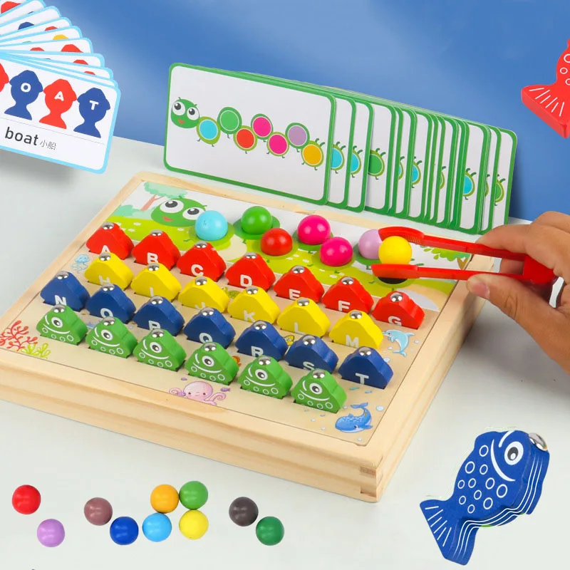 Magnetic-Alphabet-Fishing-Game-Montessori-Toys-Clip-Beads-Color ...