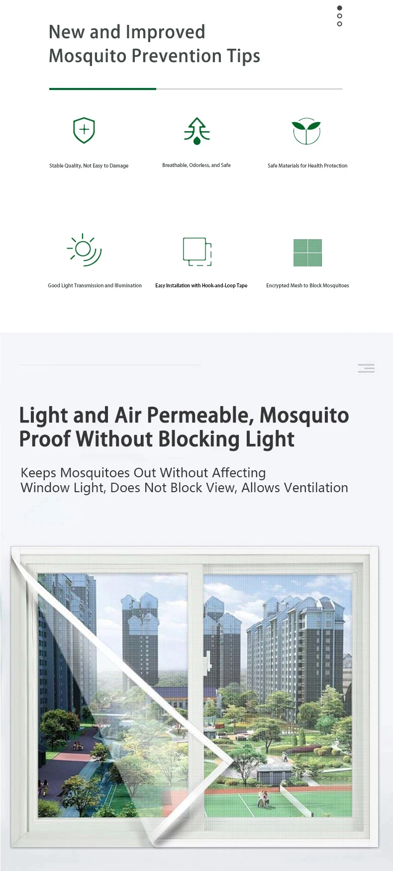 Loop self-adhesive window screen for living rooms and bedrooms - Beamish