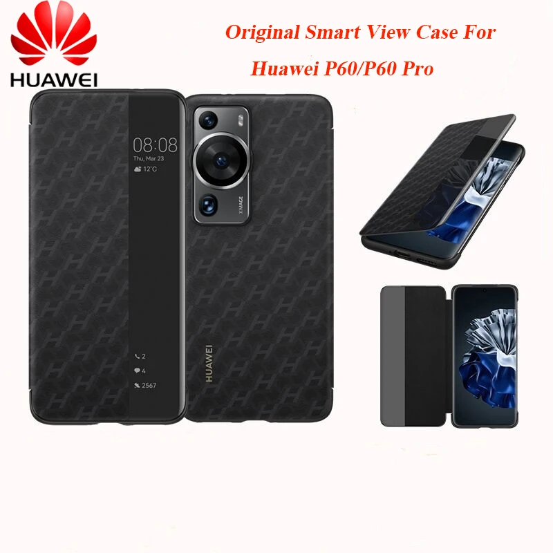 Funda de Vista inteligente Original para Huawei P60/P60 Pro, carcasa de cuero con tapa, para ...