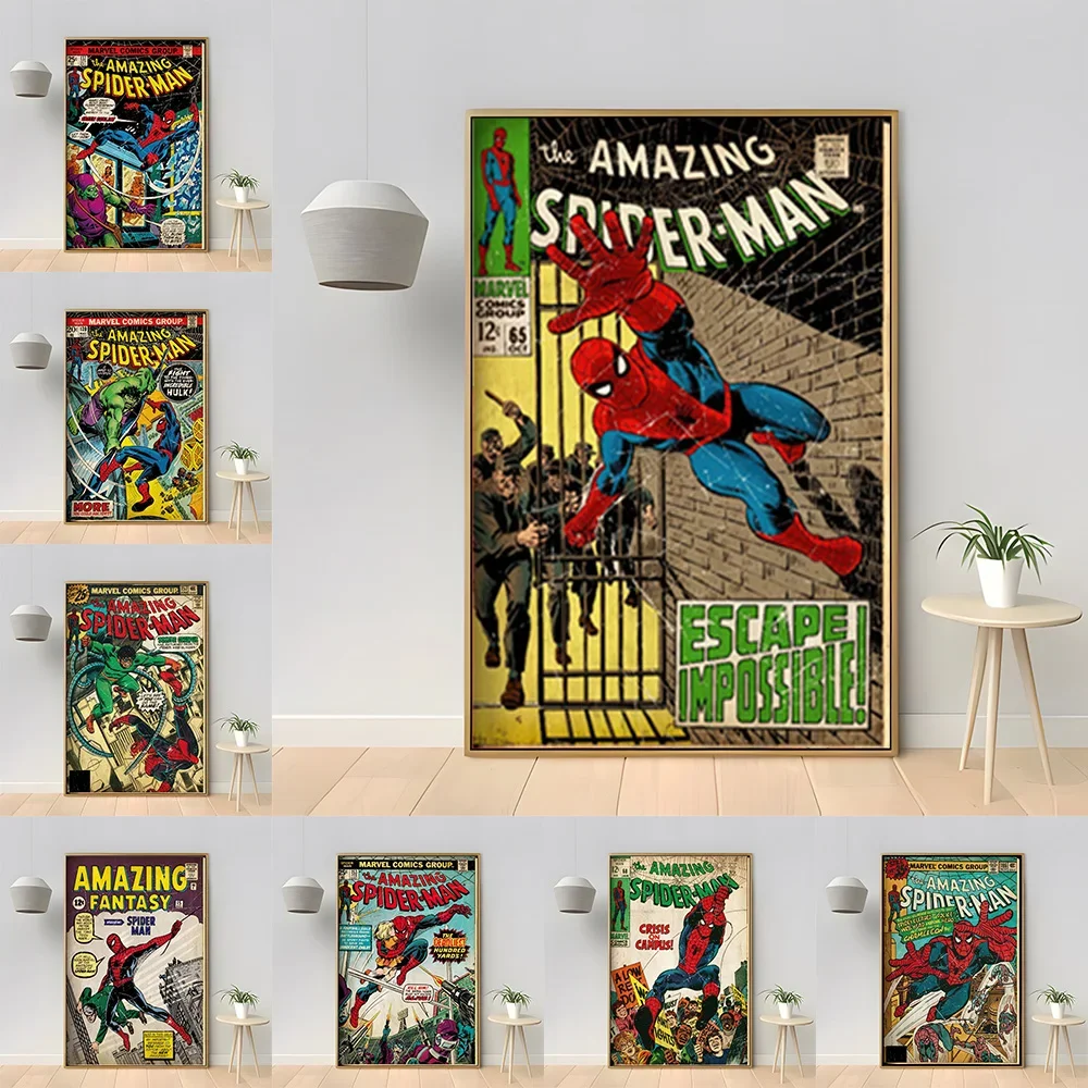 MINISO-Marvel-Superhero-Spider-Man-Vintage-Art-Posters-Home-Living-Room ...