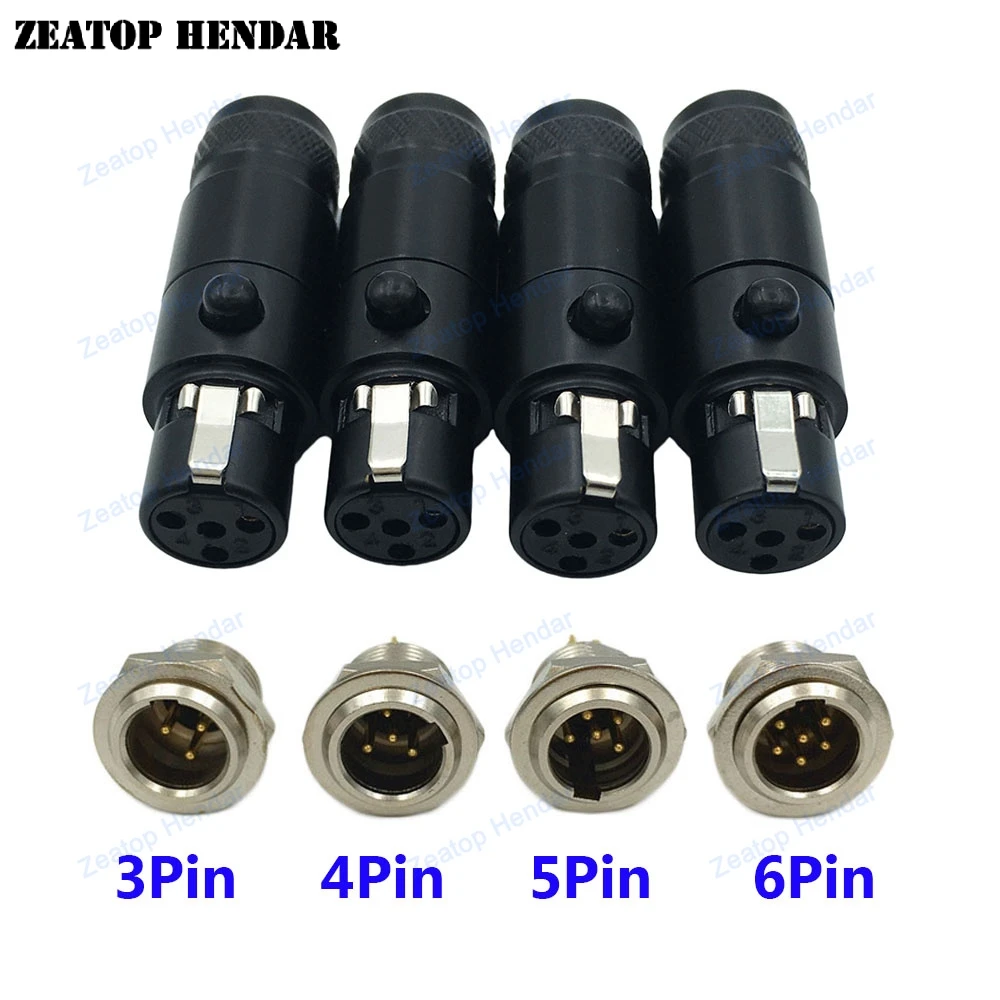 5Sets-Black-Mini-XLR-3-4-5-6-Pin-Female-Inline-Plug-Male-Socket-Jack ...